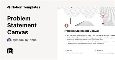 Problem Statement Canvas Template By Anna Notion Marketplace Problem Statement Canvas Template By Anna Notion Marketplace