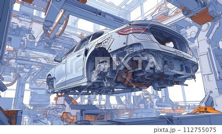 車の組立工場20のイラスト素材 [112755075] Pixta