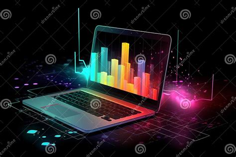 Conceptual Illustration Of A Laptop Displaying Analytical Data With