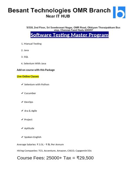 Software Testing Masters Program Pdf Selenium Software Database Index