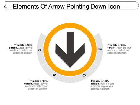 4 Elements Of Arrow Pointing Down Icon PowerPoint Slides Diagrams Themes For PPT