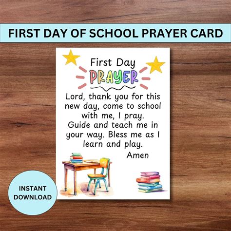 Back To School Prayer Card Tag Backpack Blessings Printable T Tag