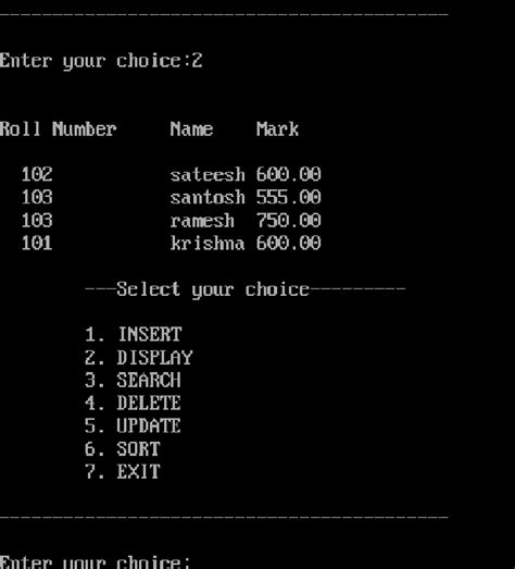 C Language Student File To Insert Display Delete Update Sort Records