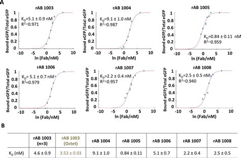 Emsa Card Reports The K D Of A Six Member Recombinant Fab Library In 1