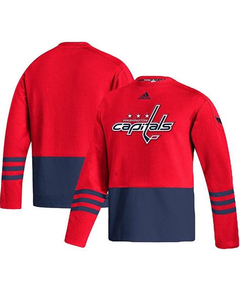 Adidas Mens Red Washington Capitals Logo Aeroready Pullover Sweater