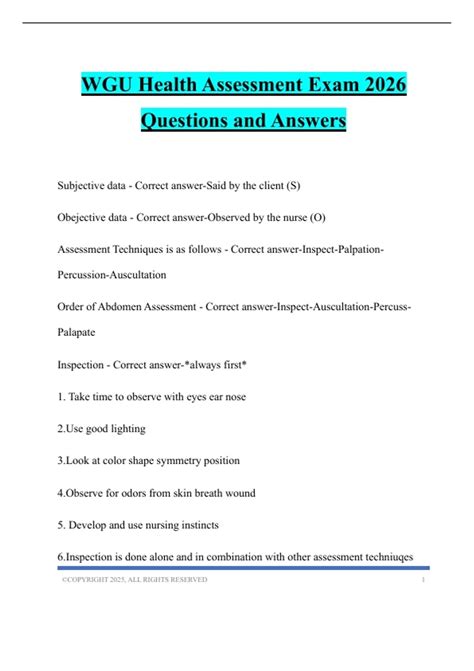 Wgu Health Assessment Exam 2026 Questions And Answers Apph 1040 Sleep