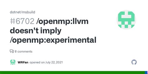 openmp llvm doesn t imply openmp experimental · issue 6702 · dotnet