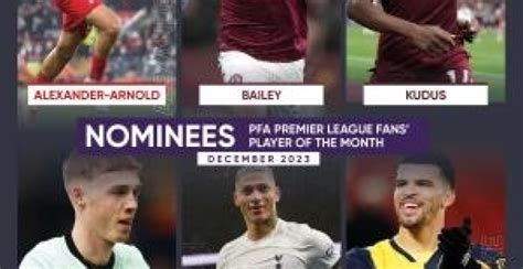Pfa12月英超最佳球员候选：阿诺德、帕尔默、理查利森在列 腾讯新闻