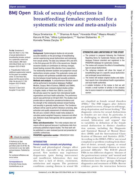 PDF Risk Of Sexual Dysfunctions In Breastfeeding Females Protocol For A Systematic Review And