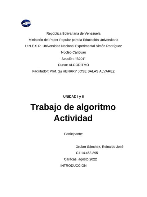 Intensivo Algoritmo Unidad I Pdf Datos Algoritmos