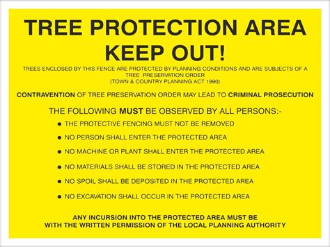 Tree Protection Area Keep Out Sign Construction Warning Signs Keep Out Signs Forestry Signs