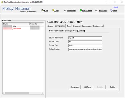 configure the mqtt collector using historian administrator historian