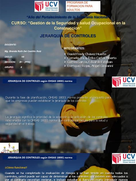 Grupo 06 Jerarquia De Controles Pdf Seguridad Y Salud Ocupacional