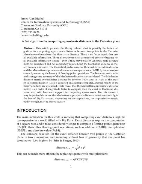 Pdf A Fast Algorithm For Computing Approximate Distances In The