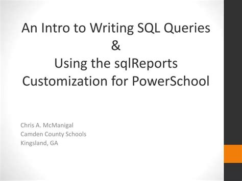 Ppt An Intro To Writing Sql Queries And Using The Sqlreports