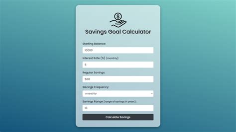 Savings Goal Calculator Using Html Css And Javascript With Source Code Sourcecodester