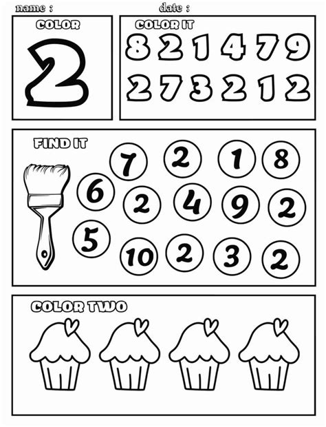 Number Worksheets For Preschool Number 2 Coloring Math Activities For