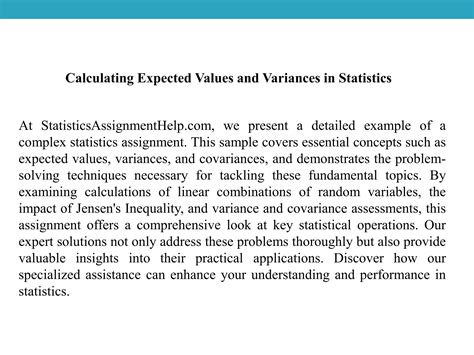 Calculating Expected Values And Variances In Statistics Ppt