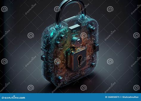 Cyber Security Network Digital Padlock With Data Protection On