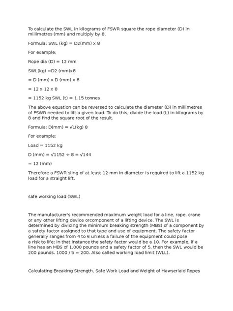 Pdf Swl Calculation Dokumentips