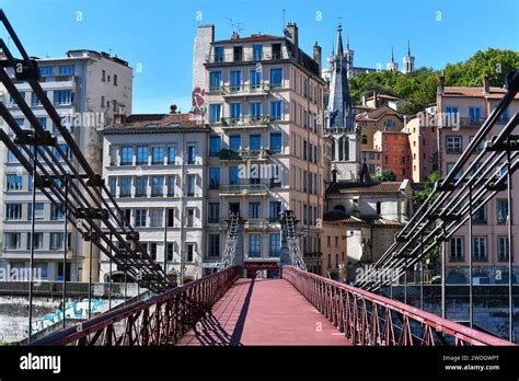 Lyon France Aug 23 2022 Passerelle Saint Vincent On The Saone River