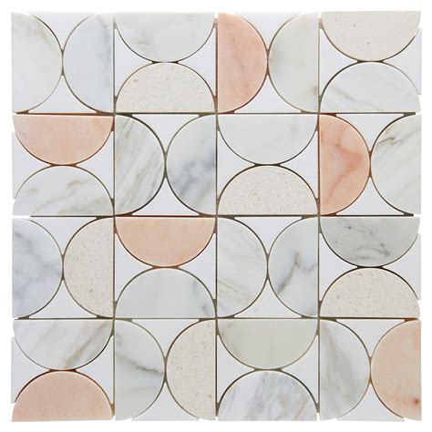 Peach Eclipse Honed Marble Mosaic Floor And Decor
