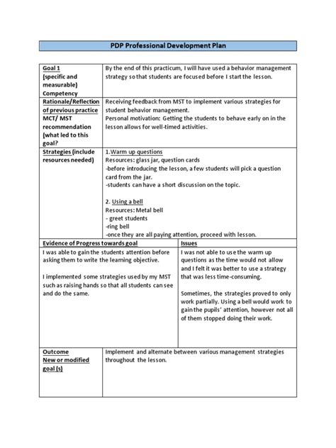 Pdp Professional Development Plan Pdf