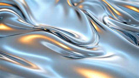 Glowing Liquid Chrome Surface With Smooth Fluid Motion Stock Illustration Illustration Of