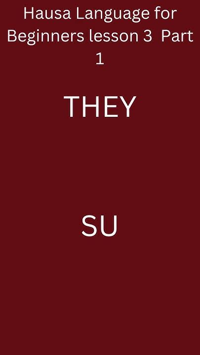 Hausa Language For Beginners Lesson 3 Part 2 Shorts Youtubeshorts