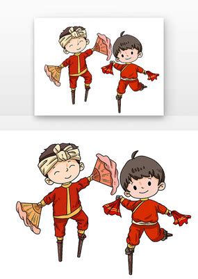 春节踩高跷扭秧歌元素下载 红动中国