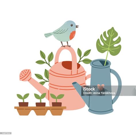 봄 분위기 인사말 카드 템플릿입니다 봄 시즌 초대를 환영합니다 나뭇잎 물을 줄 수있는 미니멀리스트 엽서 4월에 대한 스톡 벡터 아트 및 기타 이미지 Istock