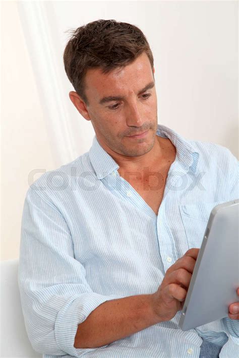 Portrait Man Pad Stock Image Colourbox