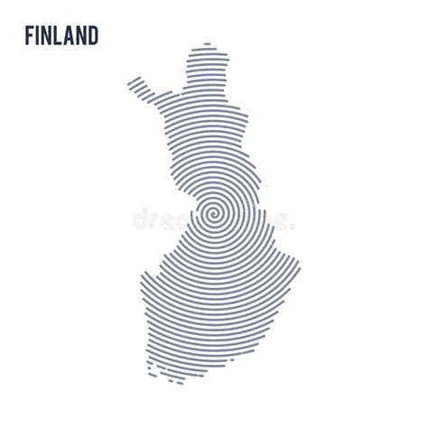 Vector Abstract Hatched Map Of Finland With Spiral Lines Isolated On A