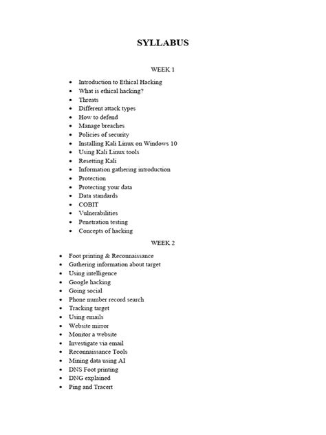 Cybersecurity Syllabus Pdf Denial Of Service Attack Malware