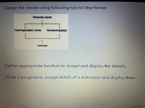 Solved Design The Classes Using Following Hybrid