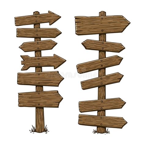 Wooden Directional Signposts With Multiple Arrows For Navigation And Guidance Illustration