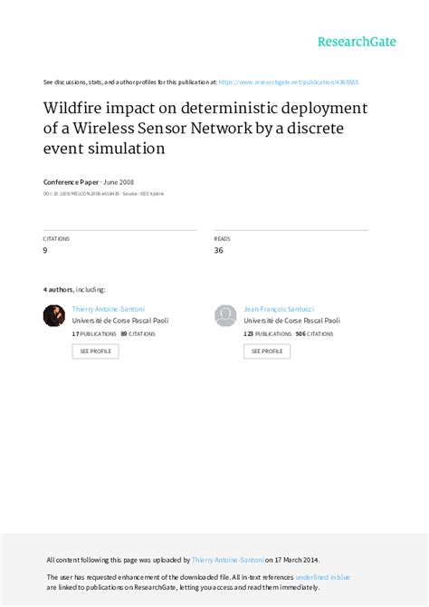 Pdf Wildfire Impact On Deterministic Deployment Of A Wireless Sensor