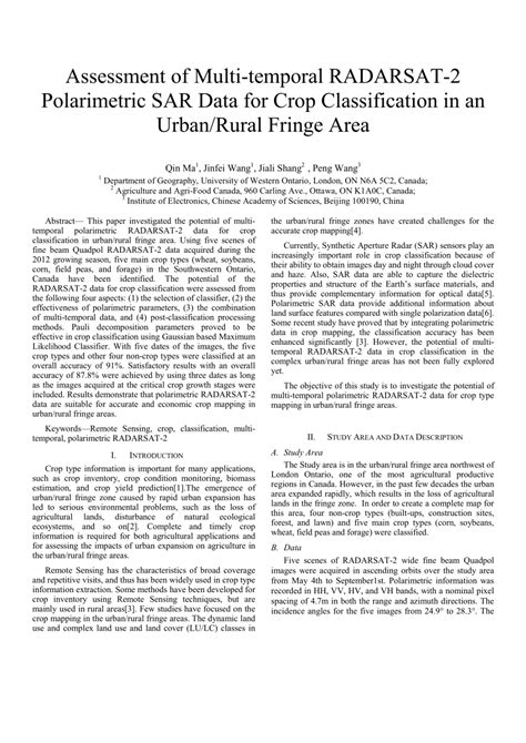 Pdf Assessment Of Multi Temporal Radarsat 2 Polarimetric Sar Data For Crop Classification In