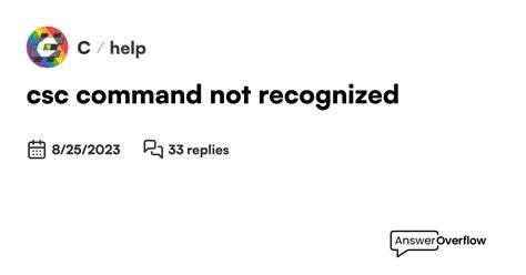 Csc Command Not Recognized C