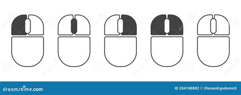Mouse Button Click Outline Icons Set Royalty Free Cartoon