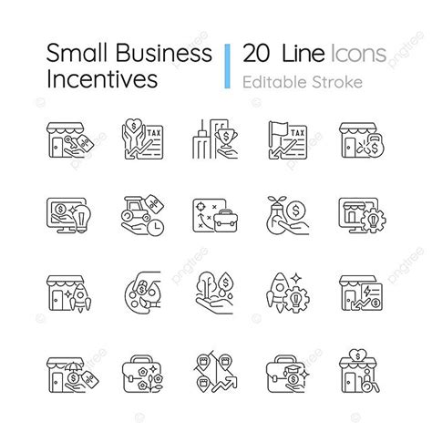 Small Business Incentives Linear Icons Set Drawing Flat Linear Vector Drawing Flat Linear Png