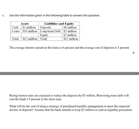 solved use the information given in the following table to