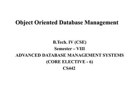 Object Oriented Databases Pdf