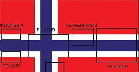 노르웨이 국기 1장이면7개국 국기 만들어