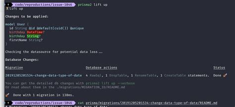 Updates In Prisma Schema Datatype Is Not Recognized By Lift Issue 232 Prisma Migrate GitHub