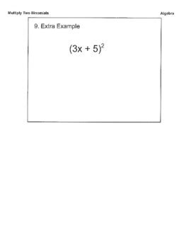 Binomial Multiplication F O I L Guided Notes Practice Examples