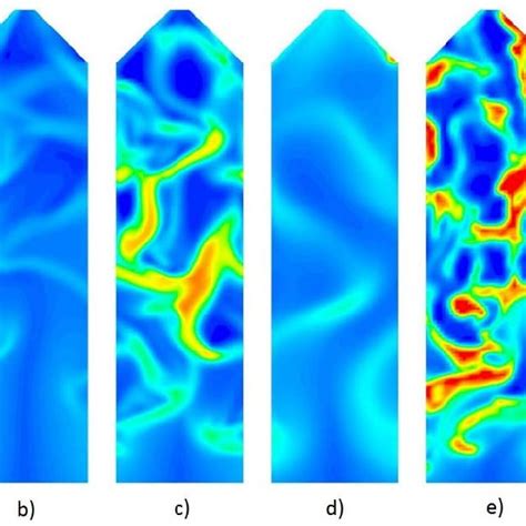Instantaneous Solids Volume Fraction Contours Arranged From Left To