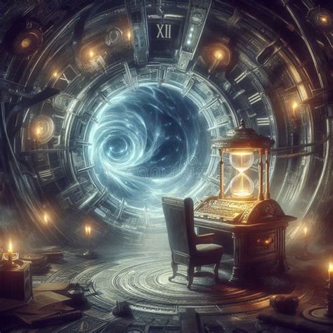 Time Travel A Time Machine Traveling Through History Surrounded Stock