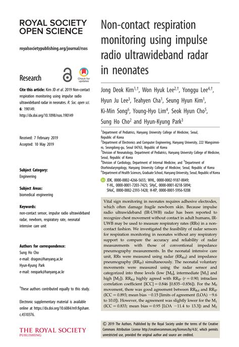 Pdf Non Contact Respiration Monitoring Using Impulse Radio