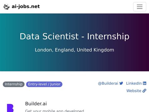 Hiring Internship Data Scientist Internship In London England United Kingdom Raimljobs